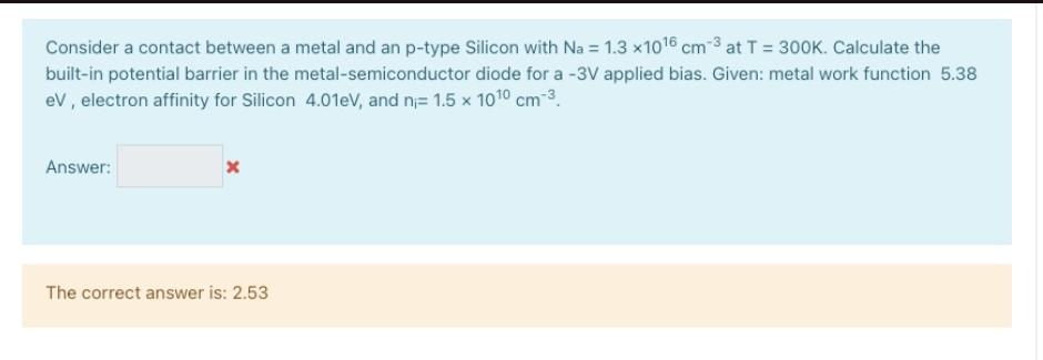 Solved Consider a contact between a metal and an p-type | Chegg.com