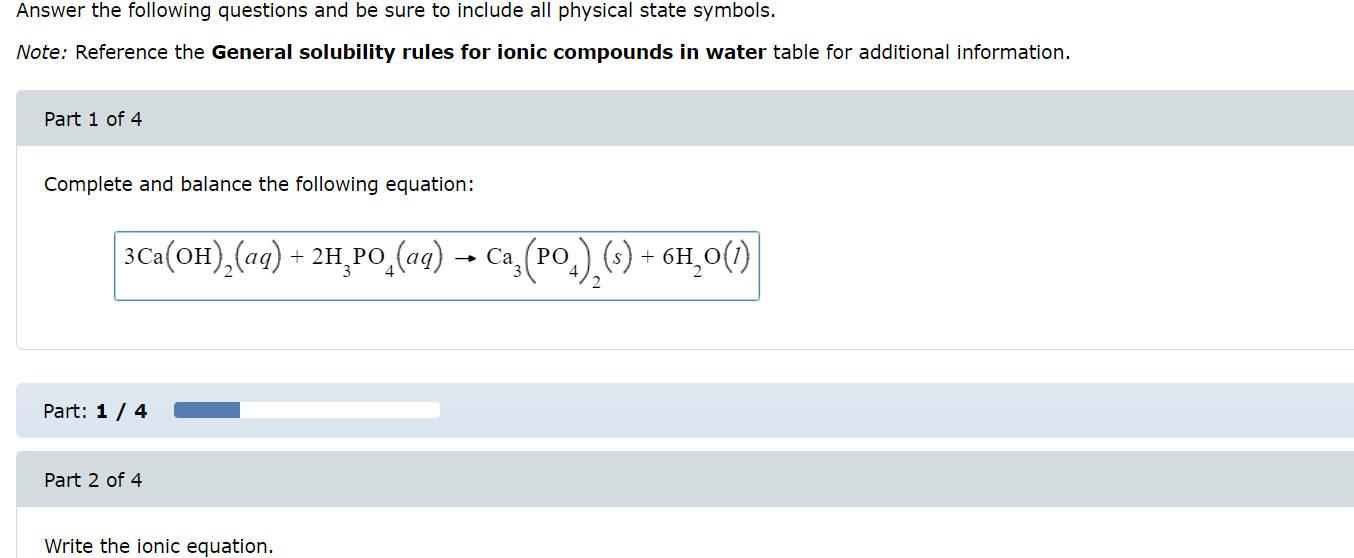 Solved Can You Help Solve 2of4 Write The Ionic Equation