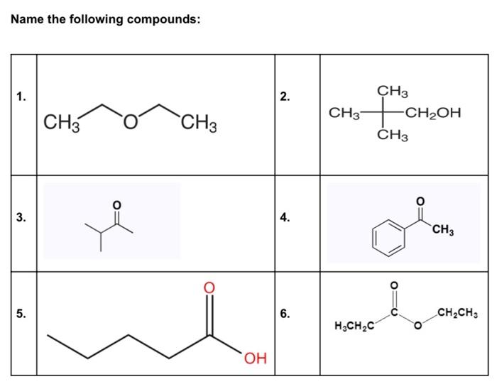 Solved Name the following compounds: 1. . 2. CH3 CH3 | Chegg.com
