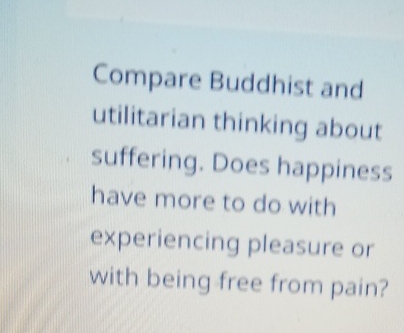 Solved Compare Buddhist and utilitarian thinking about | Chegg.com