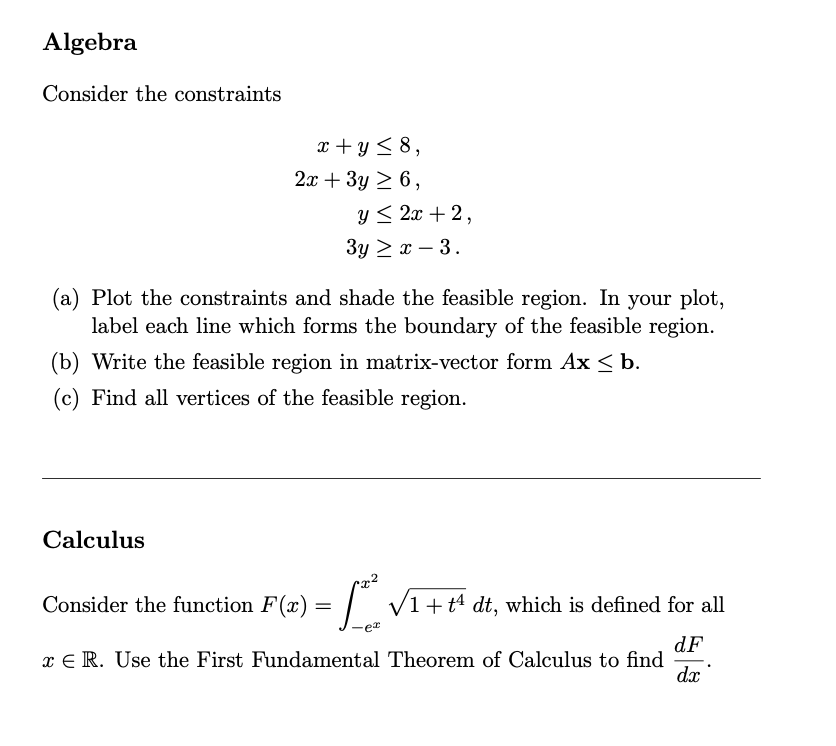 Solved Make both algebra and calculus answers as detailed as | Chegg.com