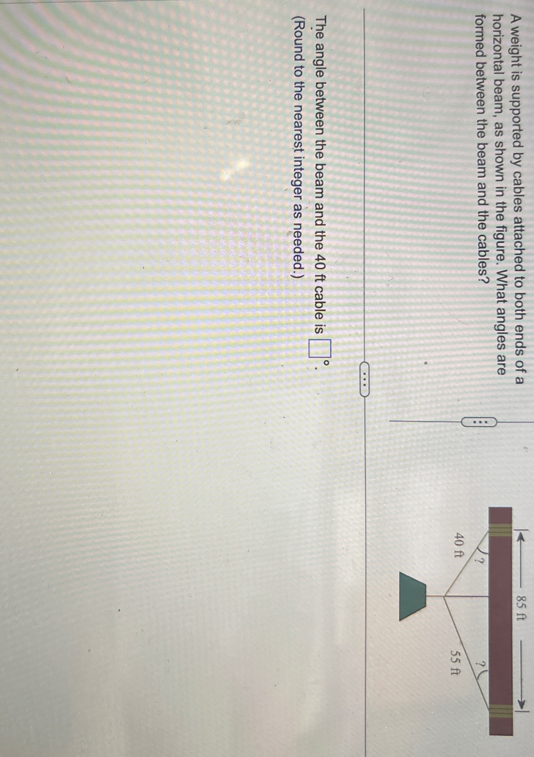 Solved A weight is supported by cables attached to both ends | Chegg.com