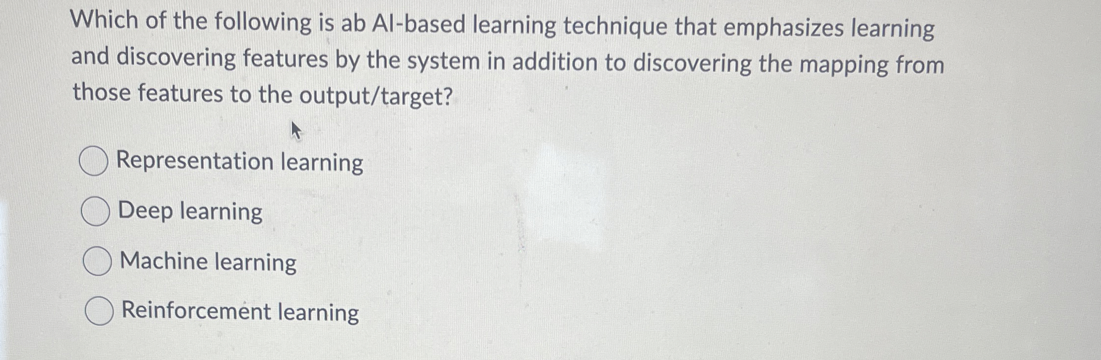 Solved Which of the following is ab Al-based learning | Chegg.com
