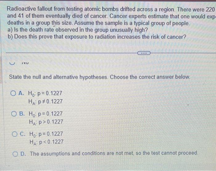 Solved Radioactive fallout from testing atomic bombs drifted | Chegg.com
