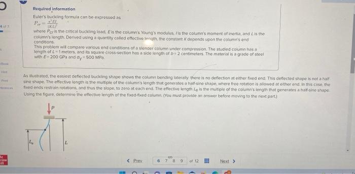 Solved Required Information Euler's bucking formula can be | Chegg.com