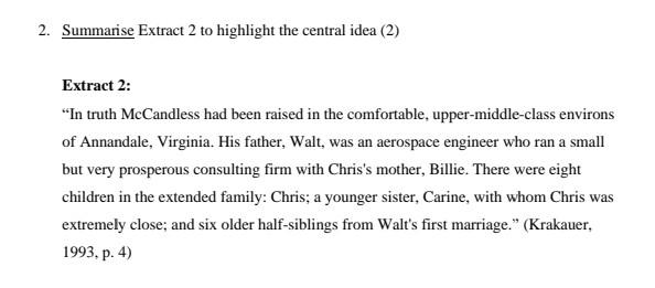 2. Summarise Extract 2 to highlight the central idea | Chegg.com