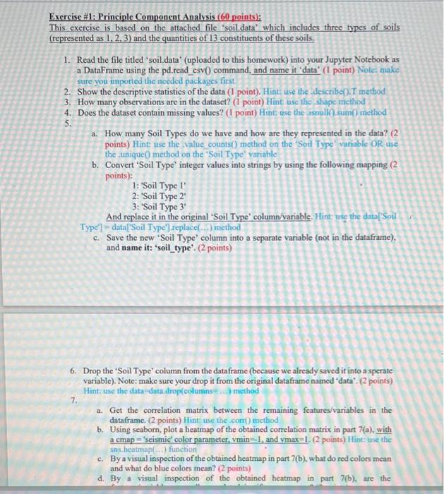 Exercise \#1: Principle Component Analysis ( 60 | Chegg.com