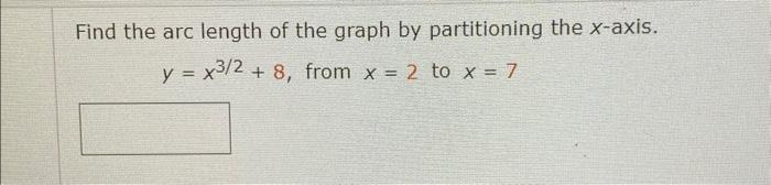 Solved Find the arc length of the graph by partitioning the | Chegg.com