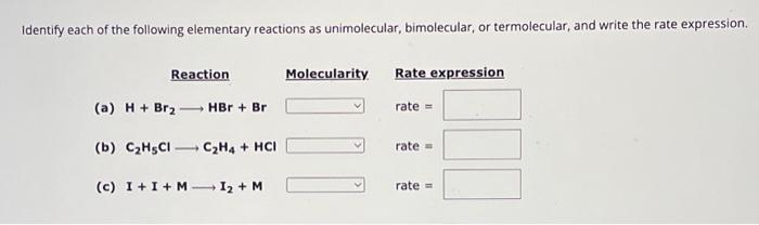 Solved Identify each of the following elementary reactions | Chegg.com