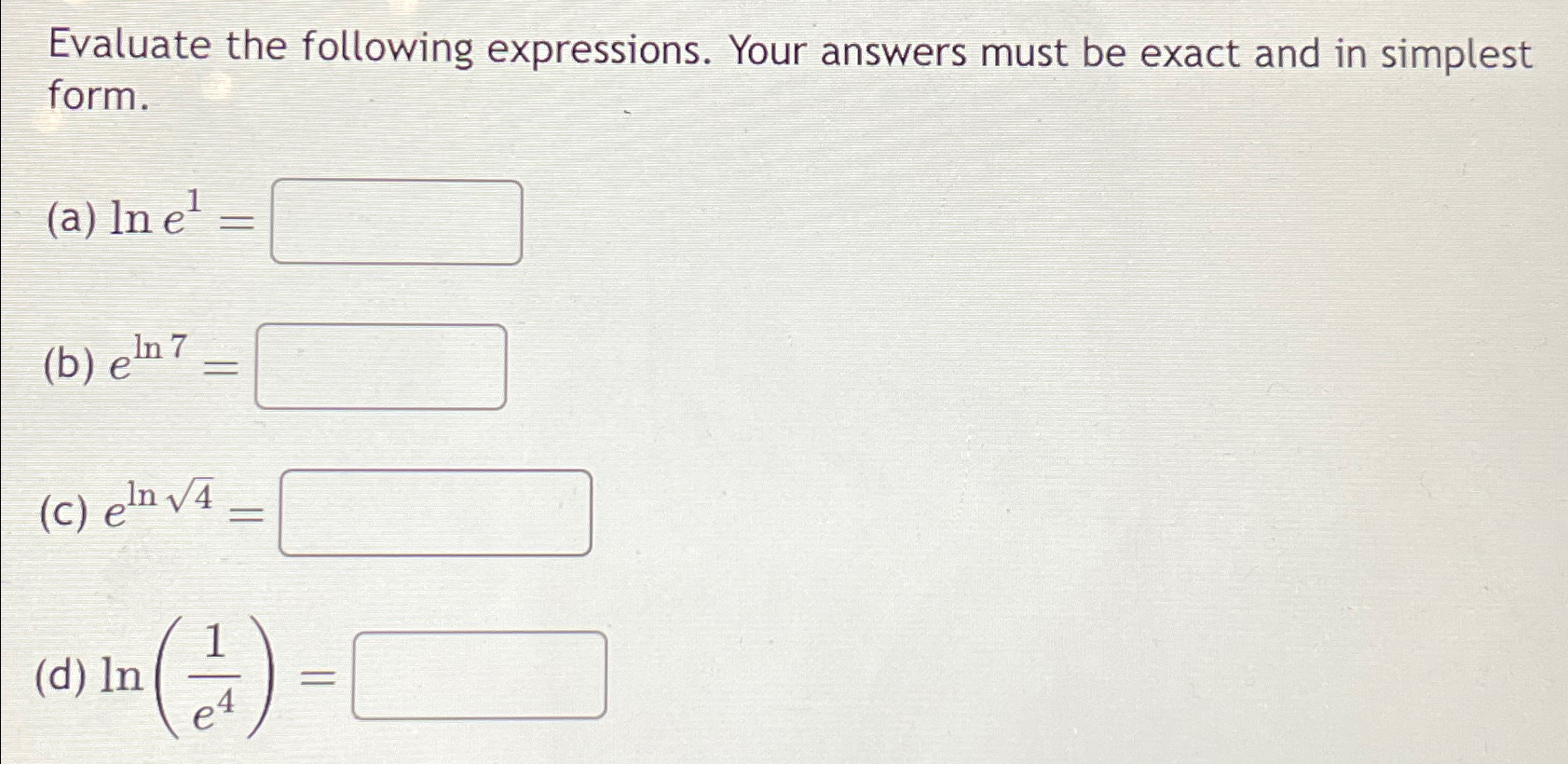Solved Evaluate the following expressions. Your answers must | Chegg.com