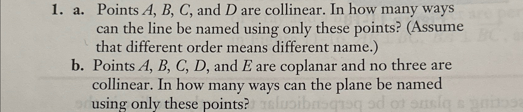 Solved a. ﻿Points A,B,C, ﻿and D ﻿are collinear. In how many | Chegg.com