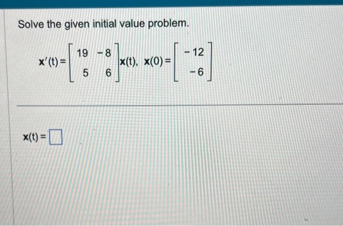 Solved Solve the given initial value problem. | Chegg.com