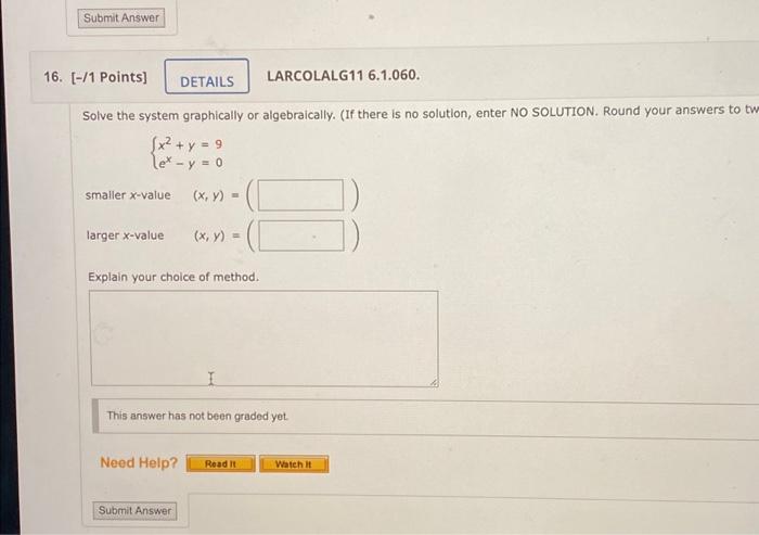 Solved Submit Answer 16. [-/1 Points] smaller x-value | Chegg.com