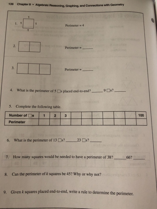 Solved Chapter 8, Questions 1-9 Algebraic Reasoning, | Chegg.com
