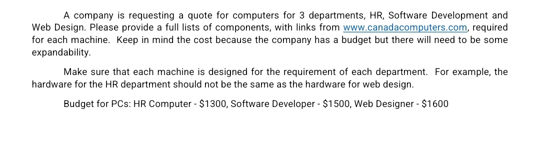 Solved A company is requesting a quote for computers for 3 | Chegg.com