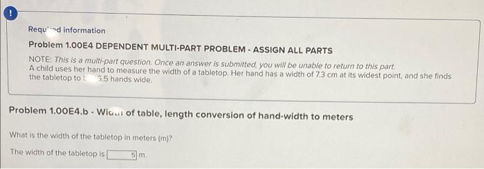 Solved Required information Problem 1.00E4 DEPENDENT | Chegg.com