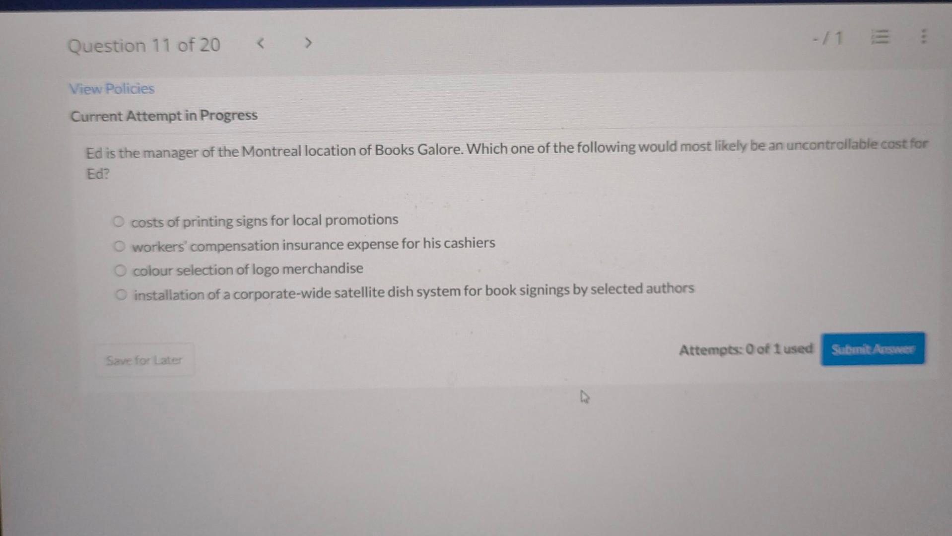 Solved Ed is the manager of the Montreal location of books | Chegg.com