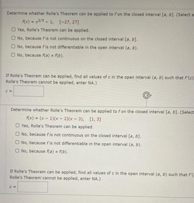 Solved Determine whether Rolle's Theorem can be applied to | Chegg.com