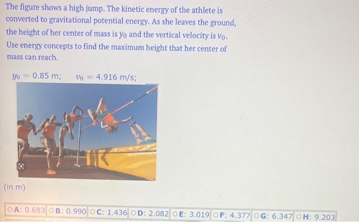 Solved The figure shows a high jump. The kinetic energy of | Chegg.com