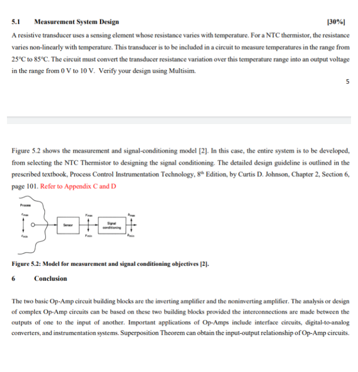 Solved 5.1 Measurement System Design (30%) A resistive | Chegg.com