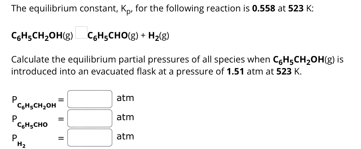The equilibrium constant, Kp, ﻿for the following | Chegg.com