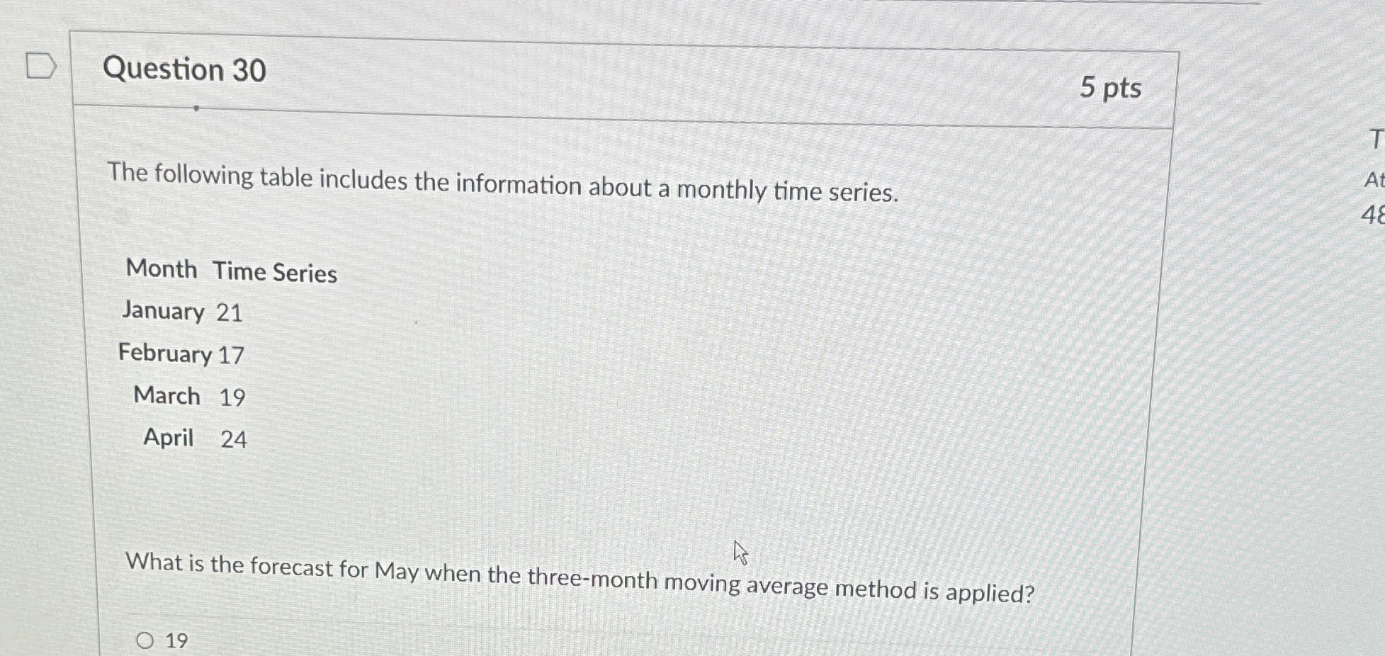 Solved Question 305 ﻿ptsThe following table includes the | Chegg.com