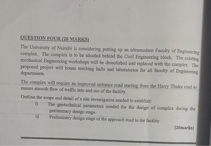 Solved QUESTION FOUR (20 MARKS) The University of Nairobi is | Chegg.com