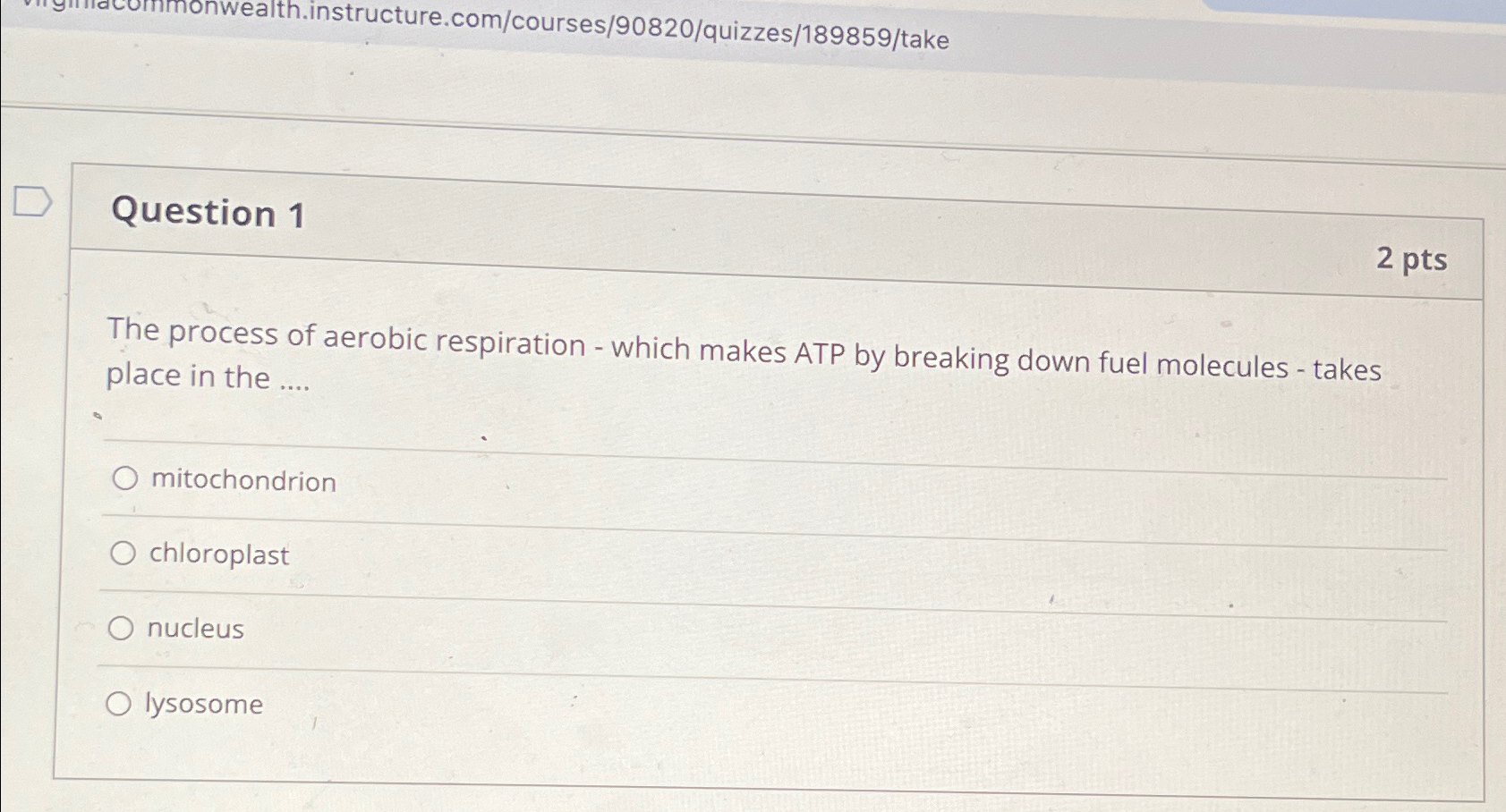 Solved Question 12 ﻿ptsThe process of aerobic respiration - | Chegg.com