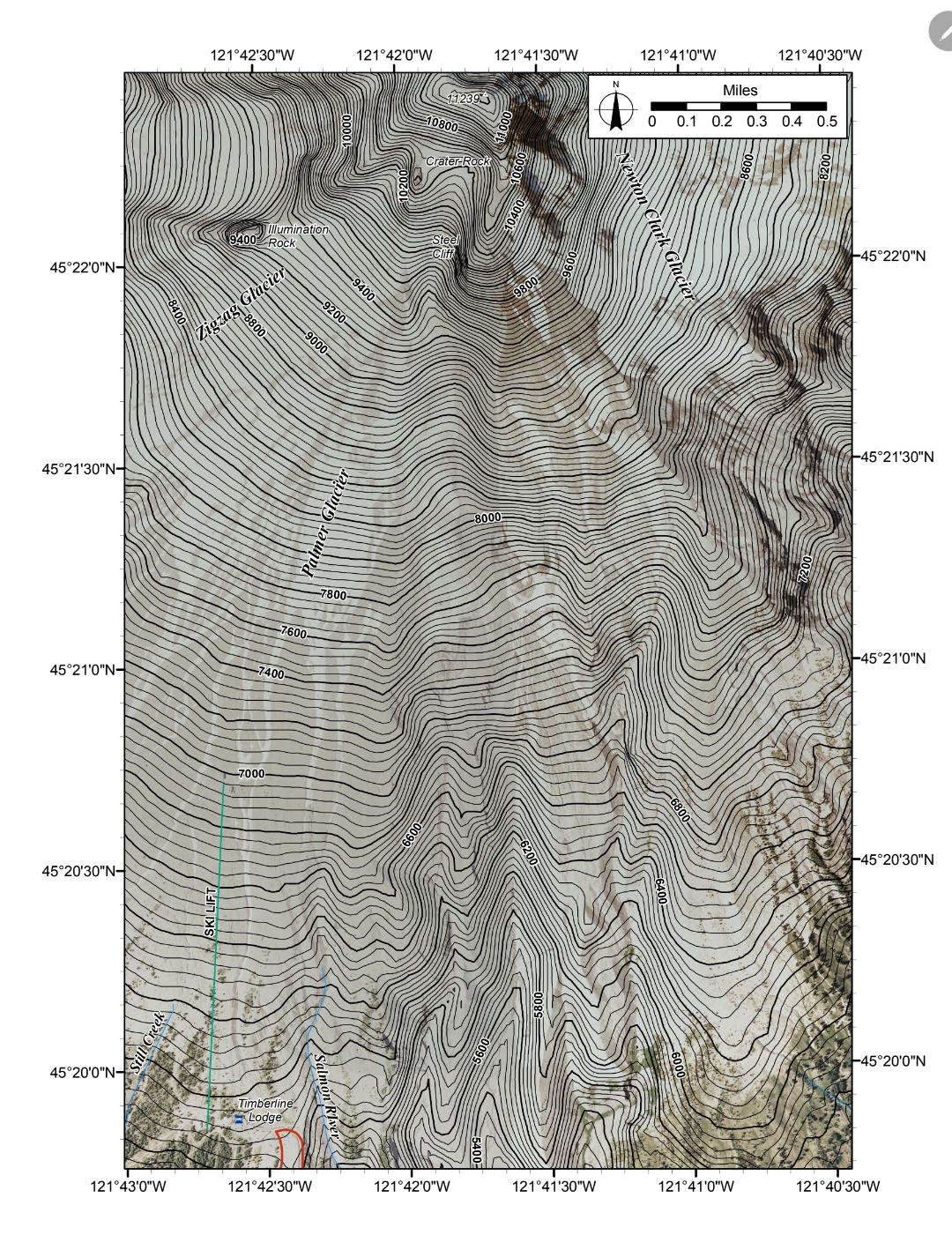 Solved Refer to the map of Mount Hood to answer the | Chegg.com