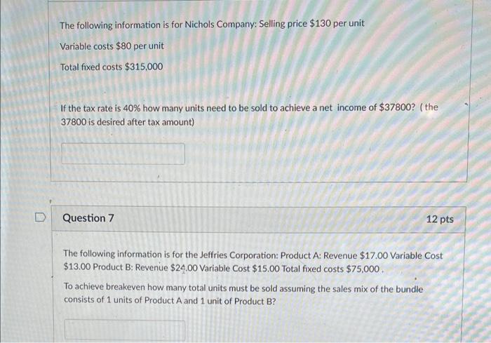 [Solved]: The following information is for Nichols Company: