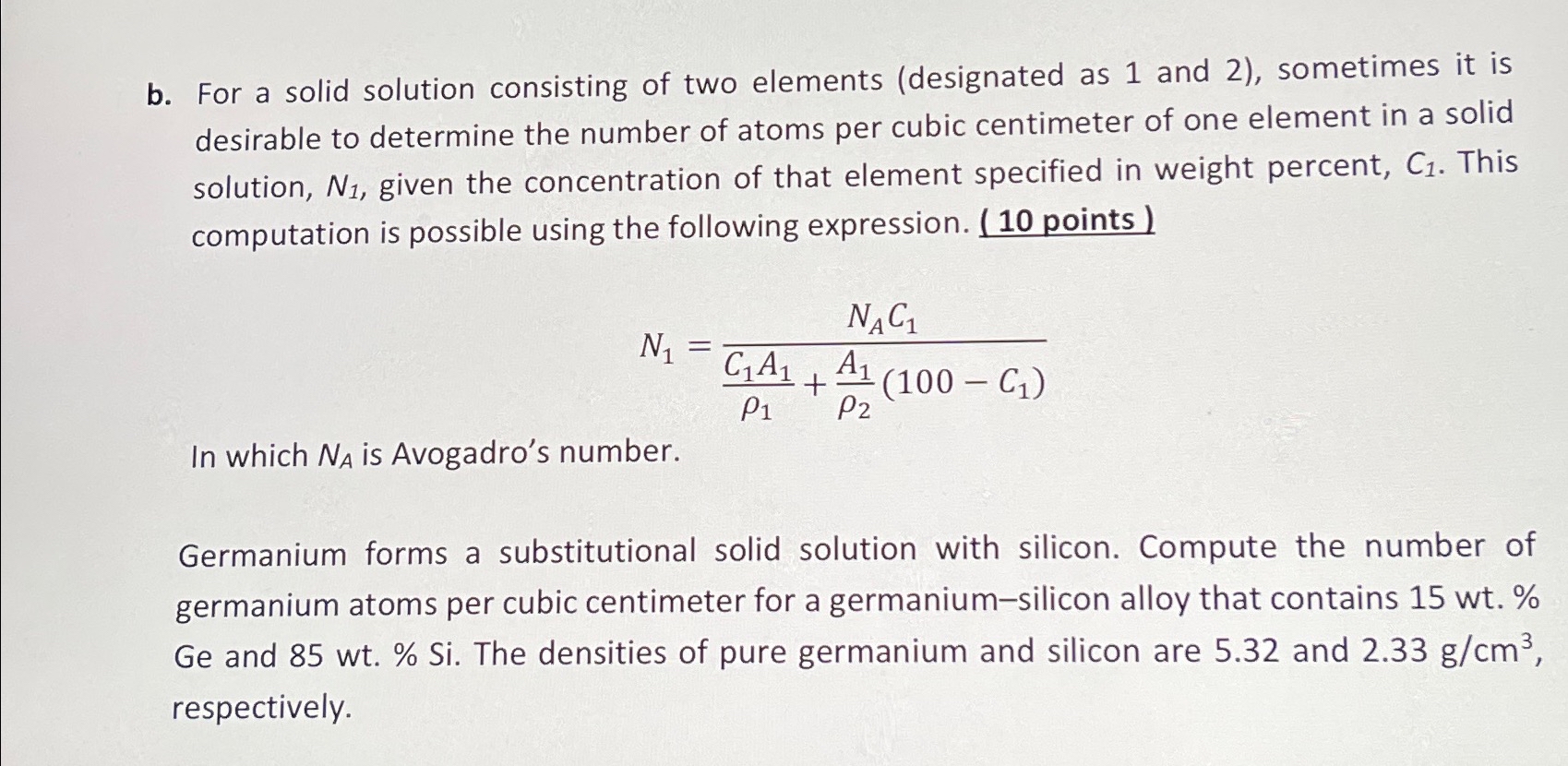 Solved b. ﻿For a solid solution consisting of two elements | Chegg.com