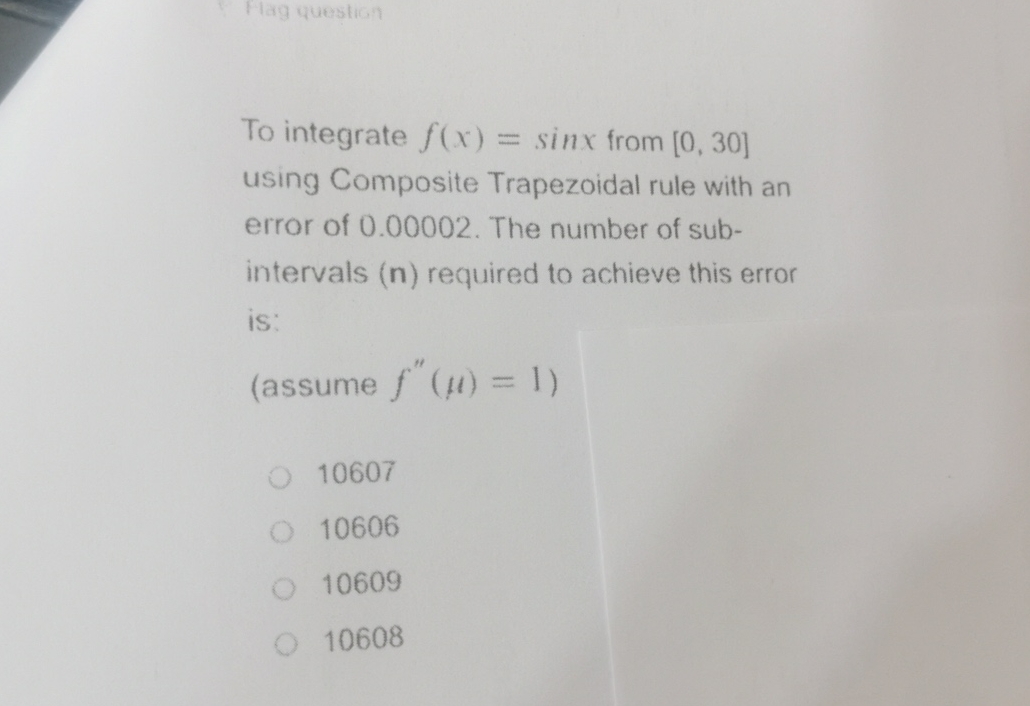 To integrate f(x)=sinx ﻿from 0,30 ﻿using Composite | Chegg.com