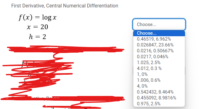 Solved First Derivative, Central Numerical | Chegg.com