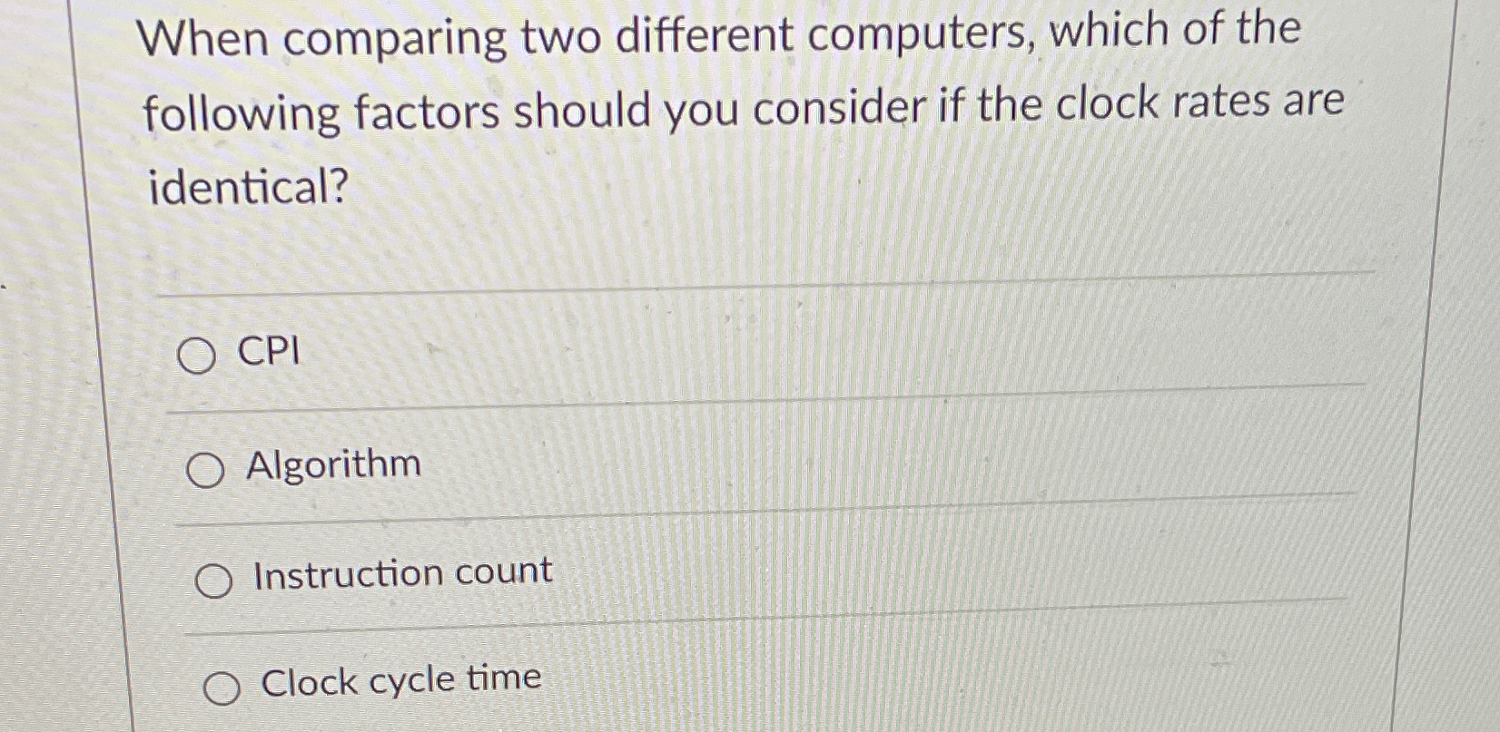 Solved When comparing two different computers, which of the | Chegg.com