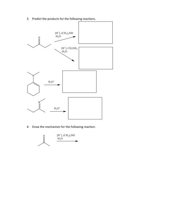 Solved 3. Predict the products for the following reactions. | Chegg.com