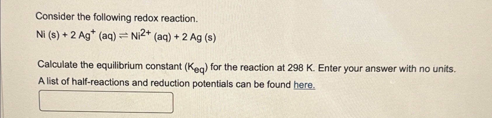 Solved Consider the following redox | Chegg.com