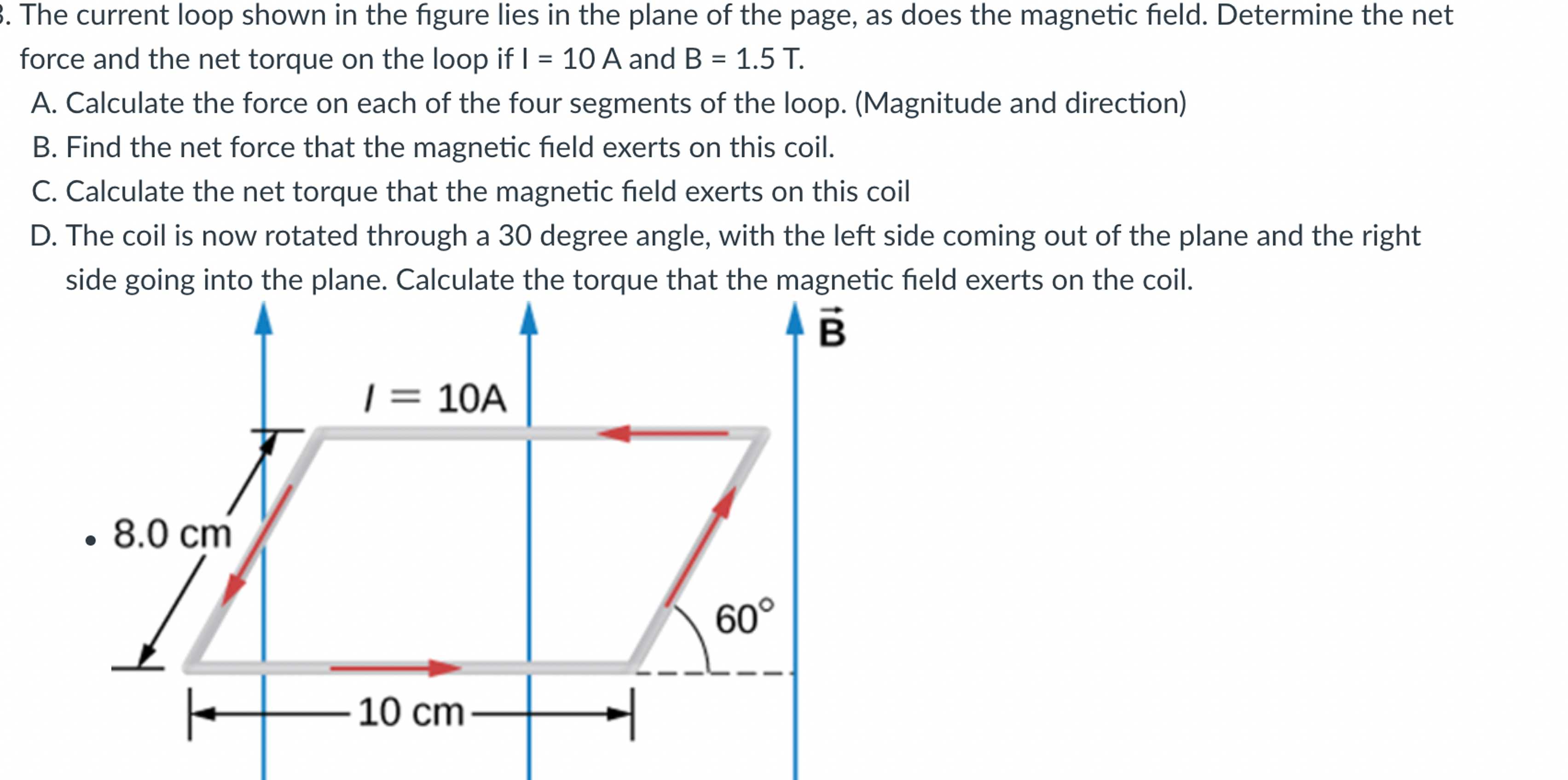 Solved The current loop shown in the figure lies in the | Chegg.com