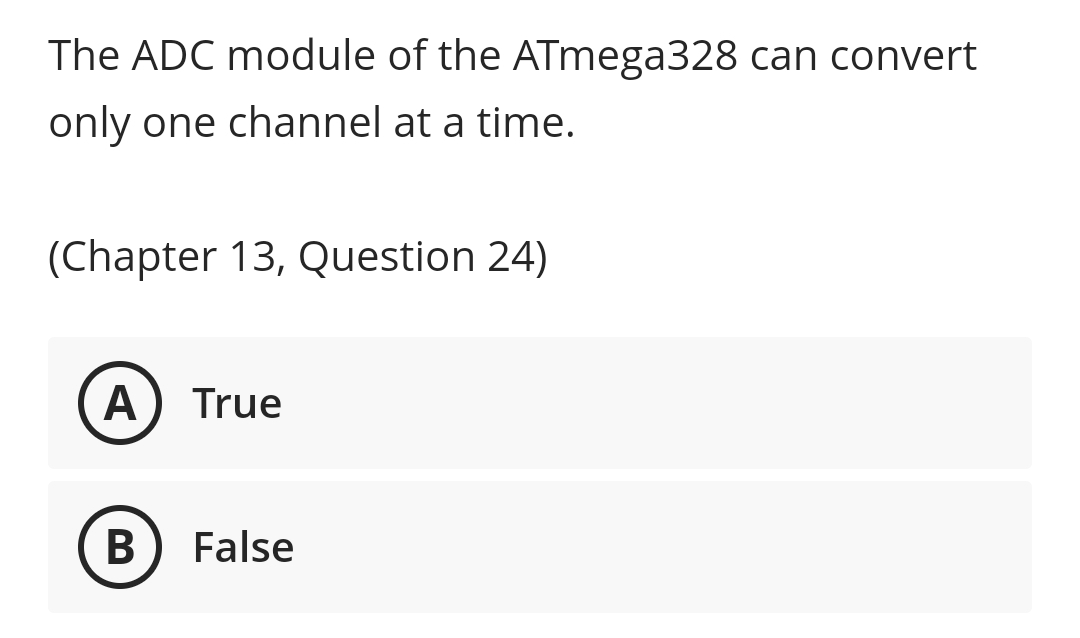 Solved The ADC module of the ATmega328 ﻿can convert only one | Chegg.com