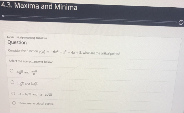 Solved 4.3. Maxima and Minima, Locate critical points using | Chegg.com