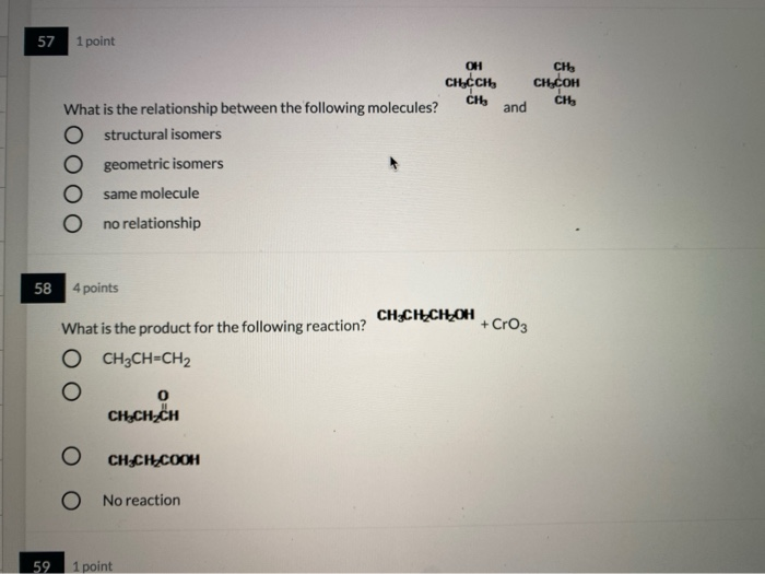 Solved 56 1 point CH CH CCH OH CH What type of compound is | Chegg.com