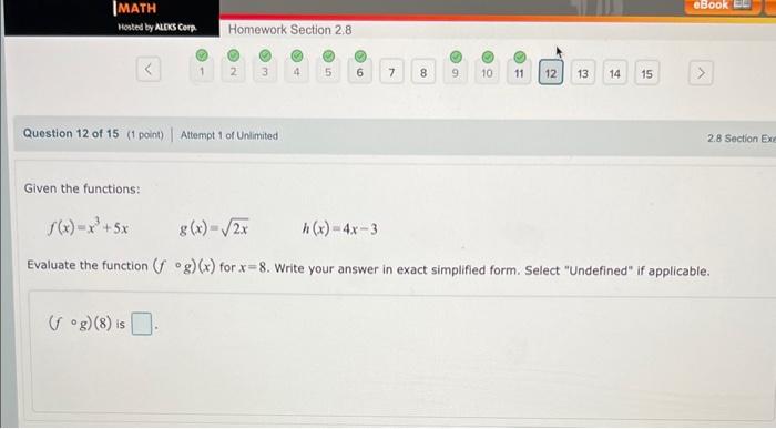 Solved Given the functions: f(x)=x3+5xg(x)=2xh(x)=4x−3 | Chegg.com