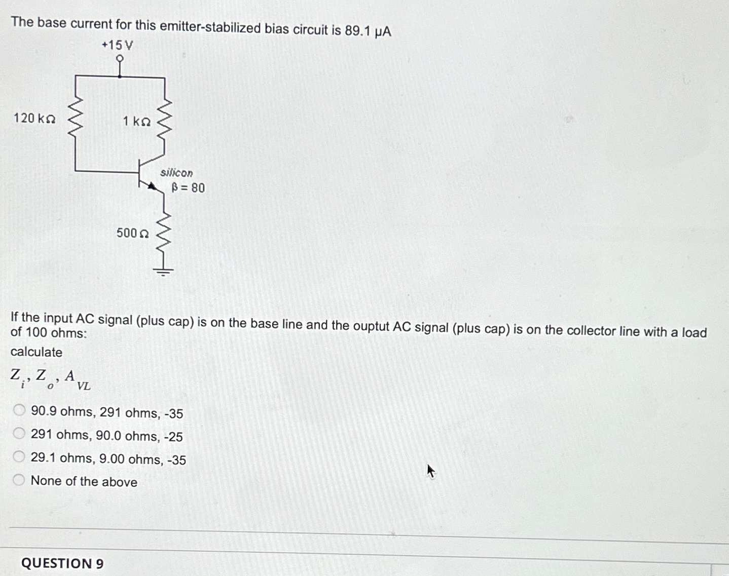 Solved The base current for this emitter-stabilized bias | Chegg.com