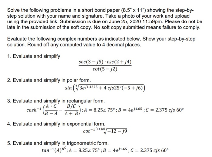 Solve the following problems in a short bond paper | Chegg.com