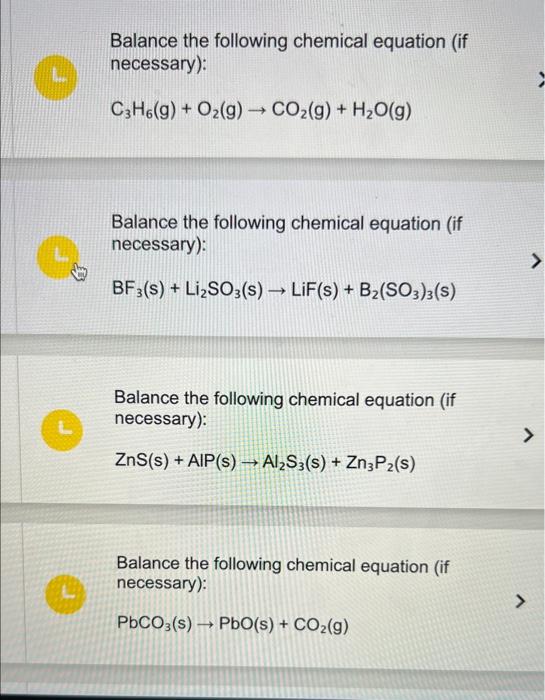 Solved Balance the following chemical equation (if | Chegg.com