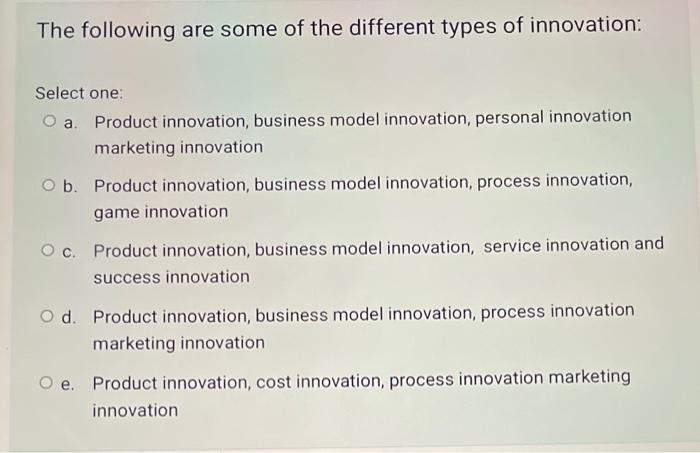 Solved The following are some of the different types of | Chegg.com