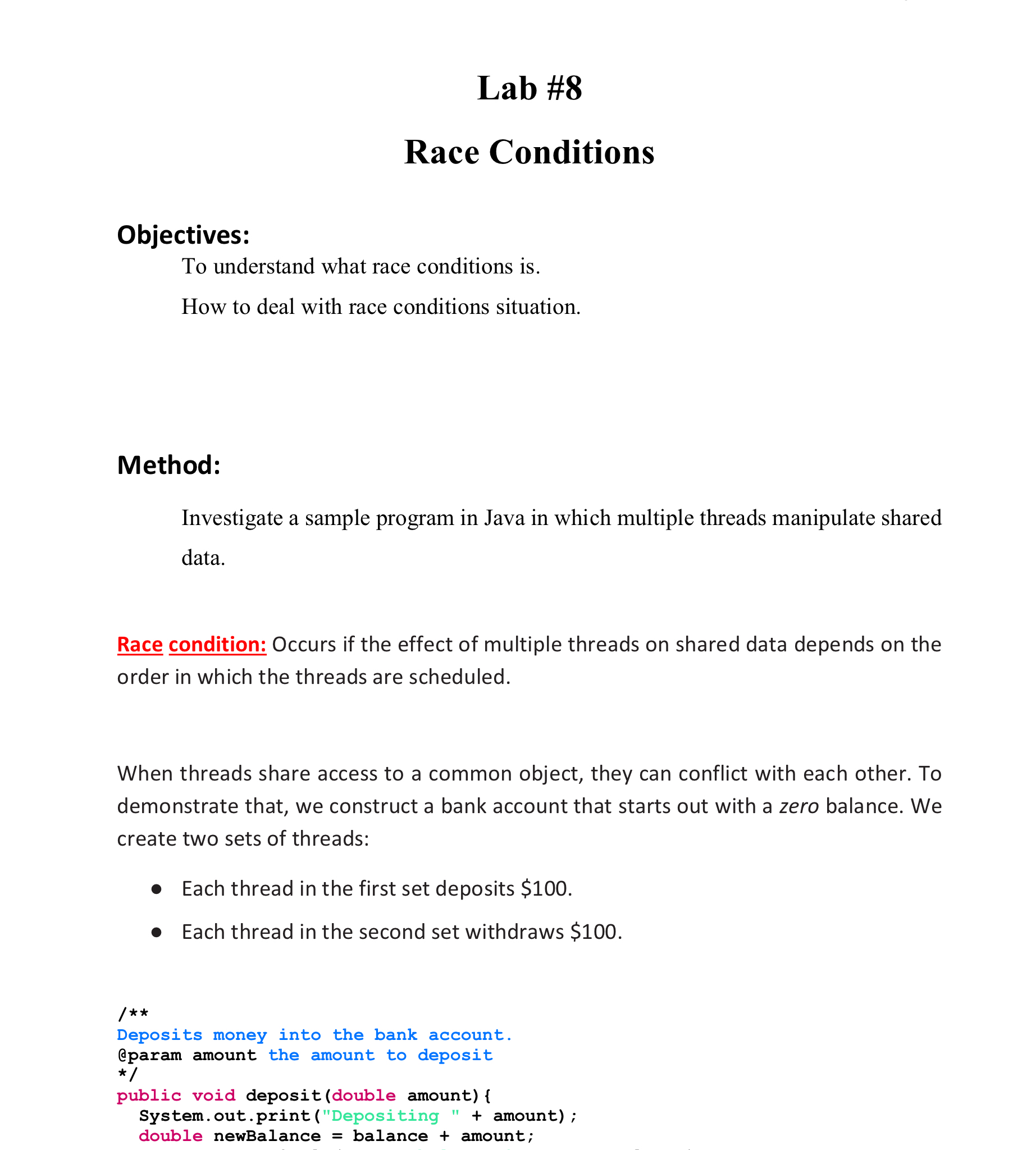 Solved Lab 8race Conditionsobjectives To Understand What
