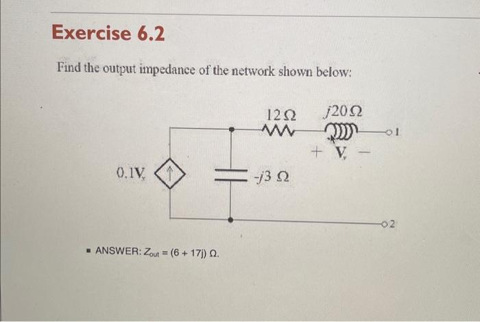 Solved Find the output impedance of the network shown below: | Chegg.com