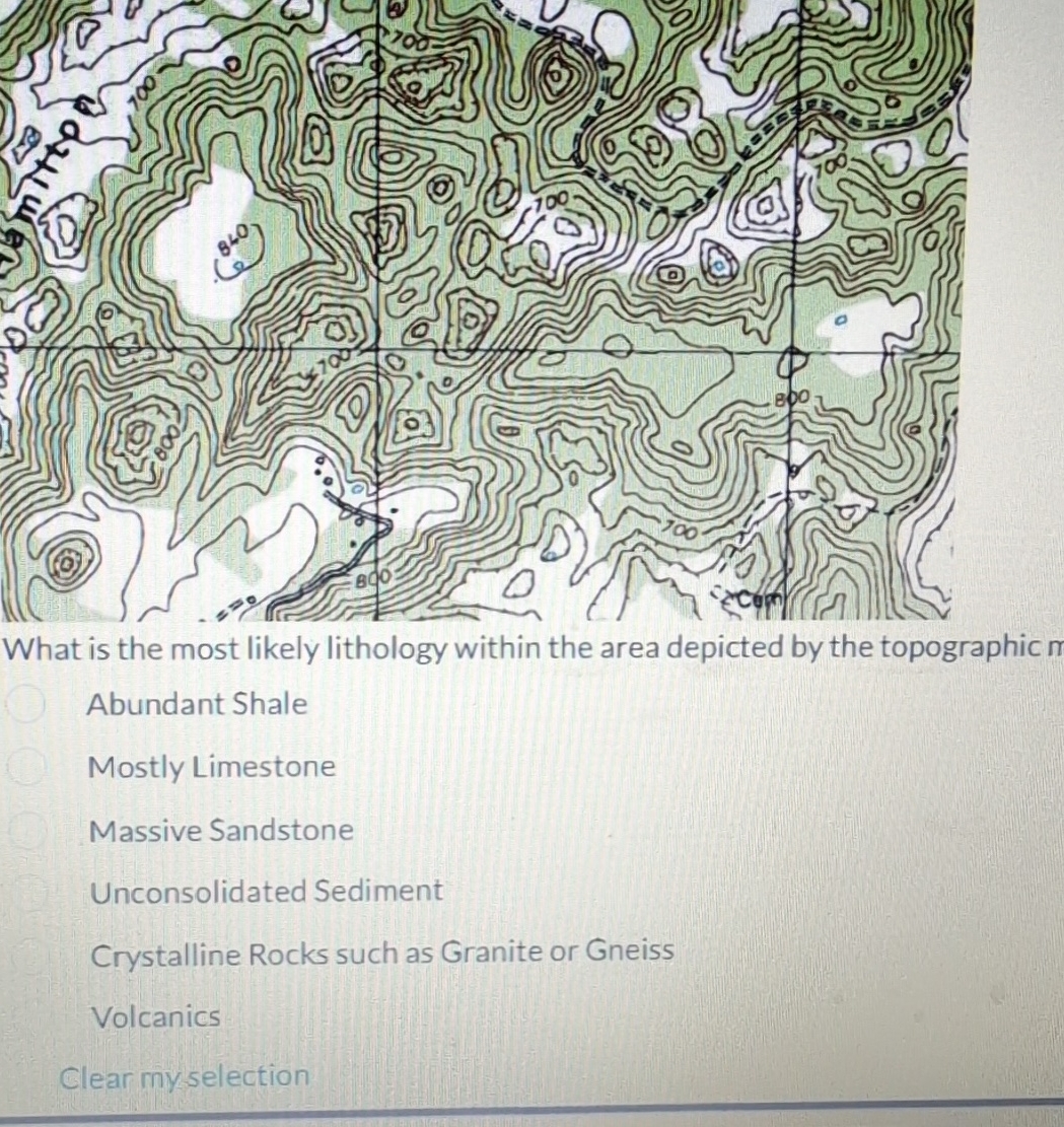 Solved What is the most likely lithology within the area | Chegg.com