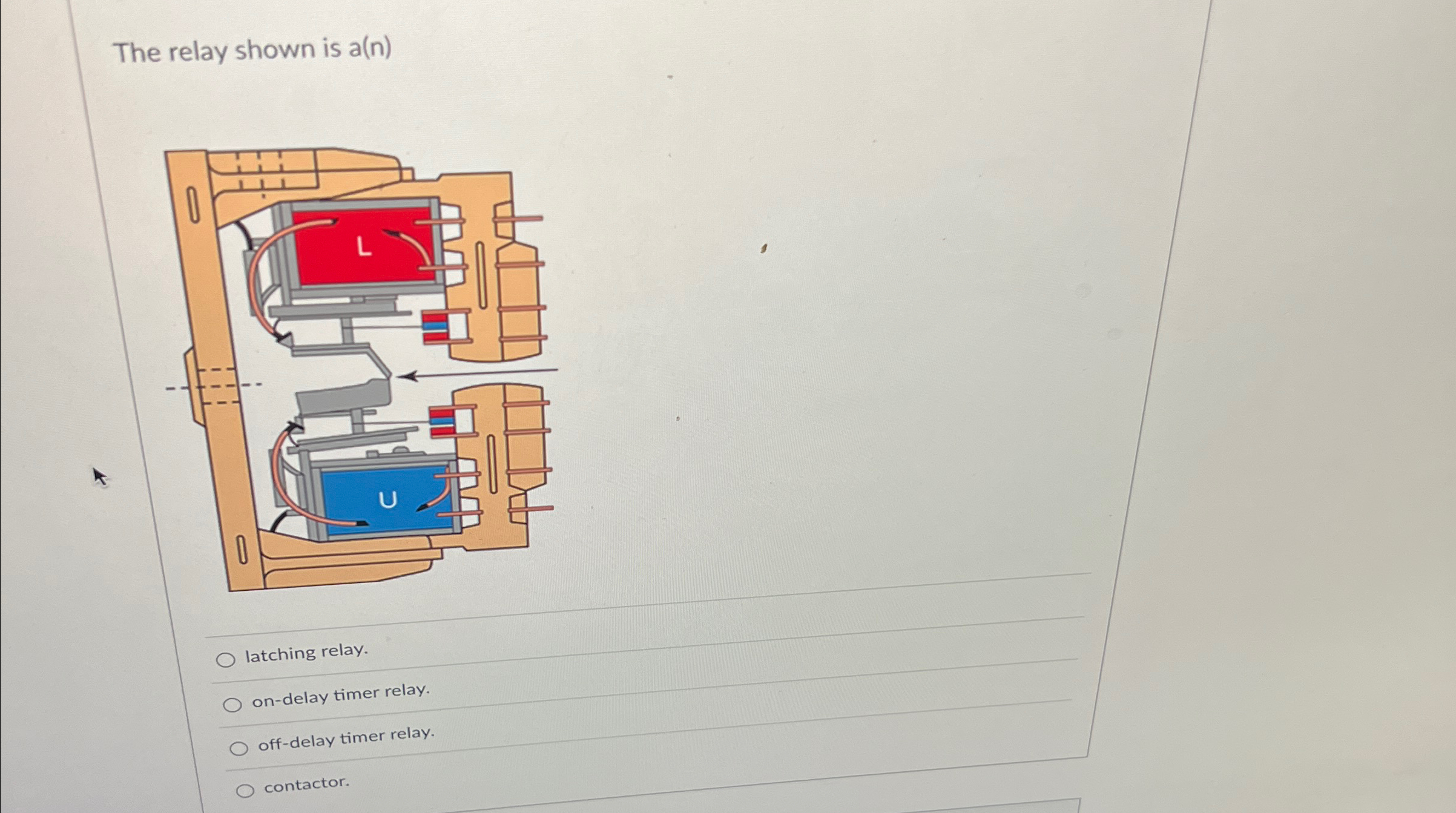 Solved The relay shown is a(n)latching relay.on-delay timer | Chegg.com