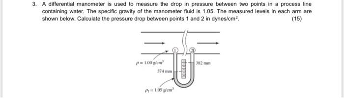 Solved 3. A differential manometer is used to measure the | Chegg.com